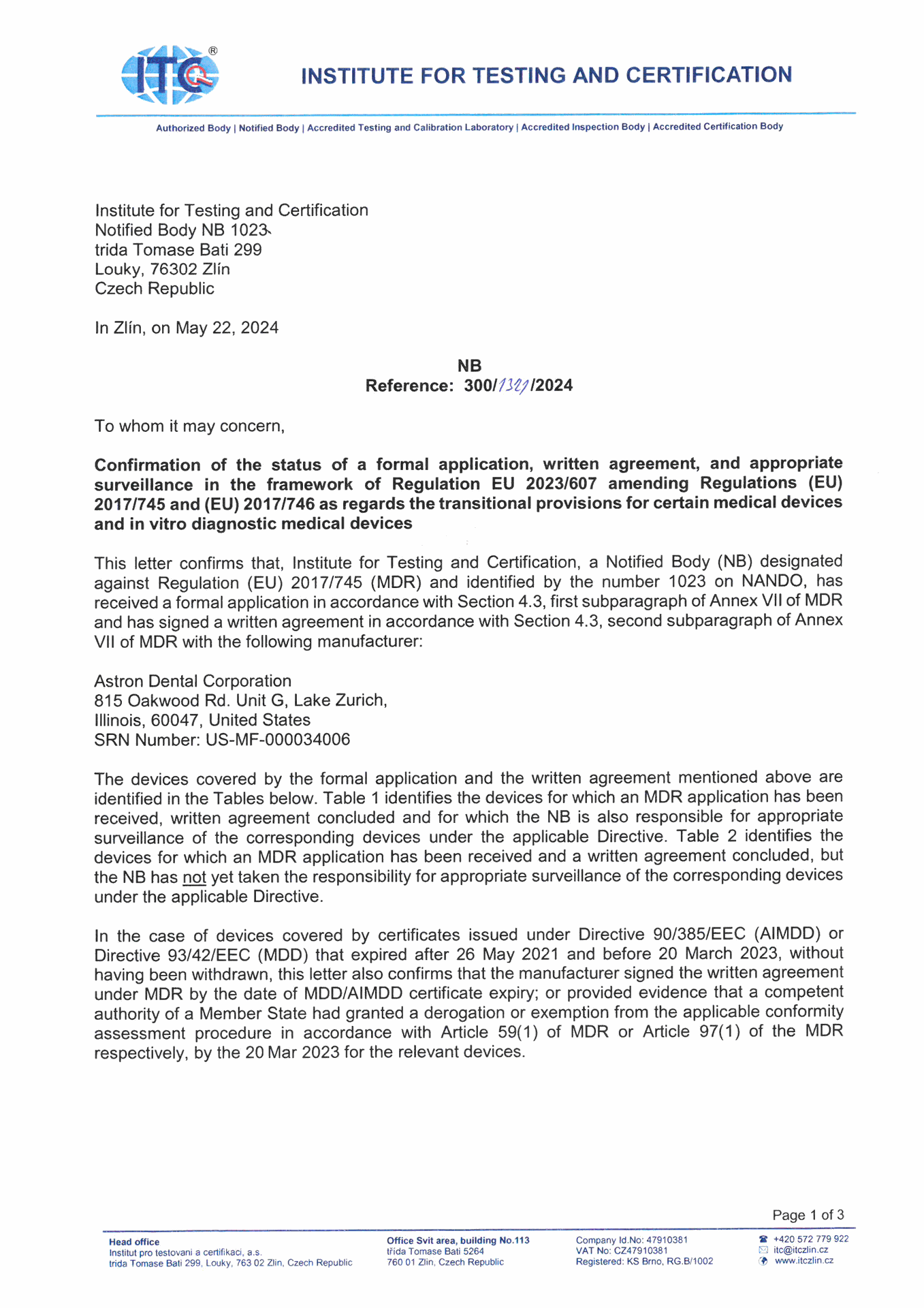 Certifications | Astron Dental